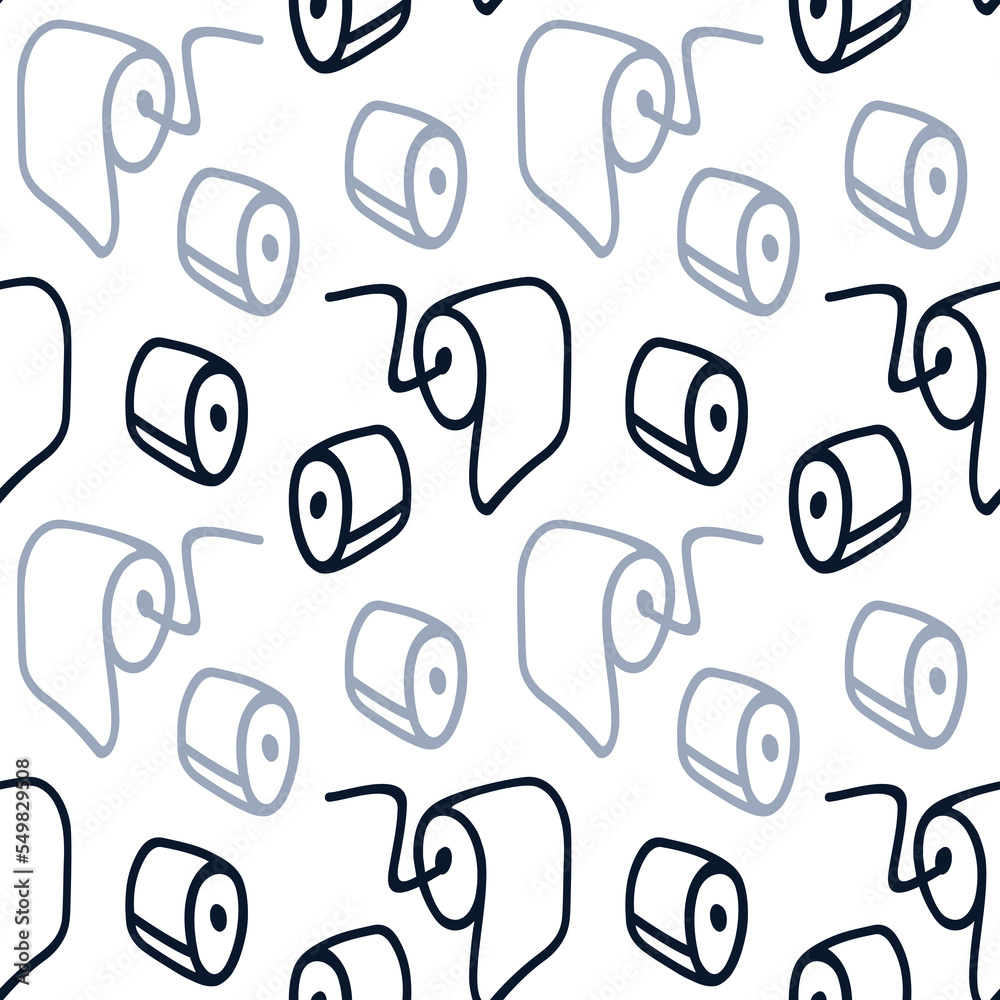 Seamless pattern with new and open toilet paper roll. Accessory for ...