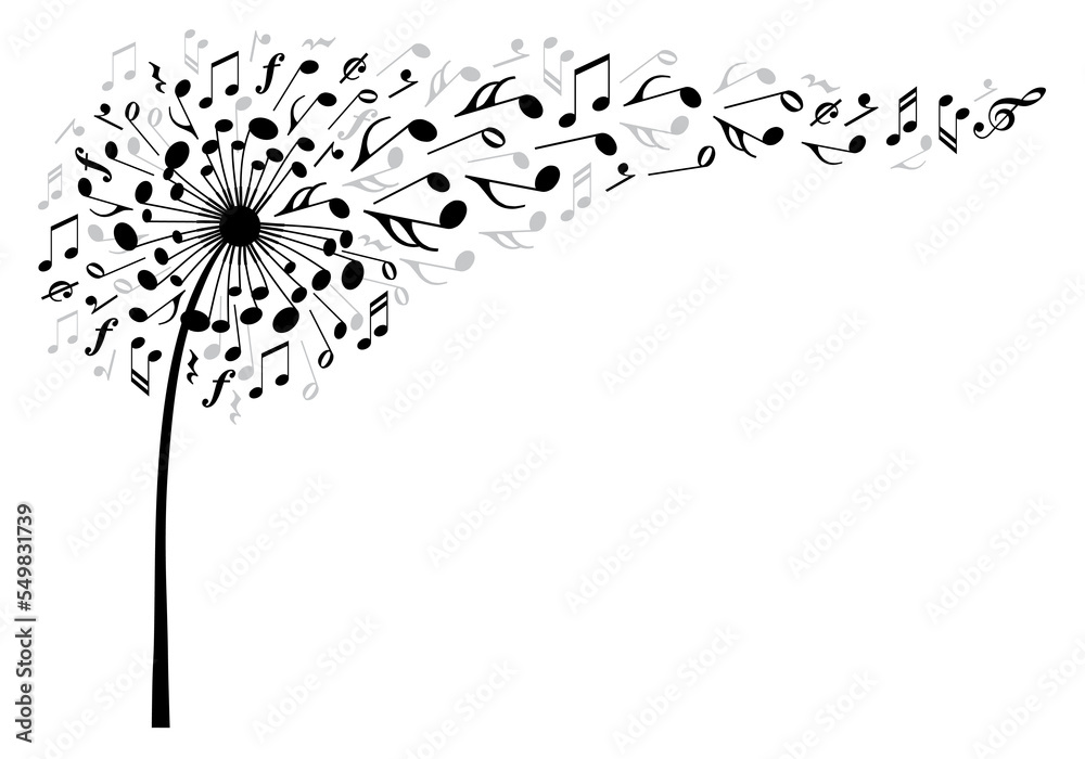 Music dandelion flower, illustration over a transparent background, PNG ...