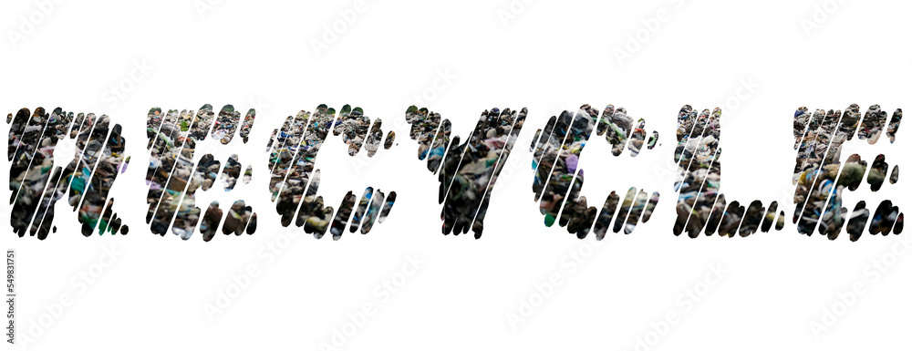 Word text recycle collage with landfill embedded. Background. Banner ...