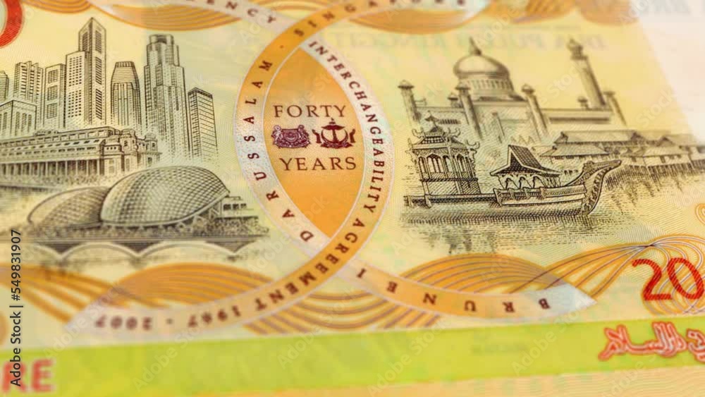 Brunei Brunei Dollar 20 Banknotes, Twenty Brunei Dollar, Close-up and ...