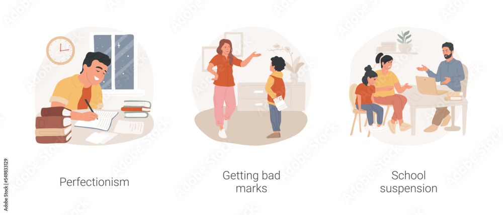 Vektorová grafika „School student problems isolated cartoon vector ...