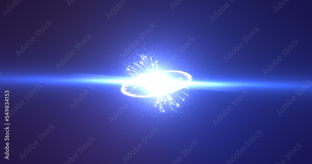 Bang explosion of galaxy, planet stars with sparks of fire blast wave ...