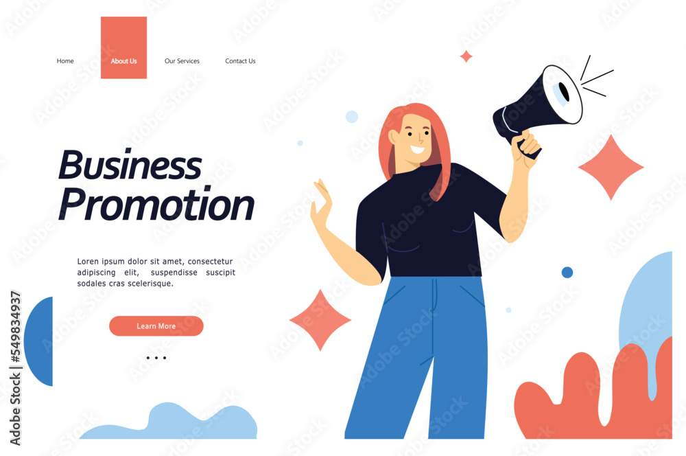 Vector illustration of woman or female employer speak in megaphone and ...