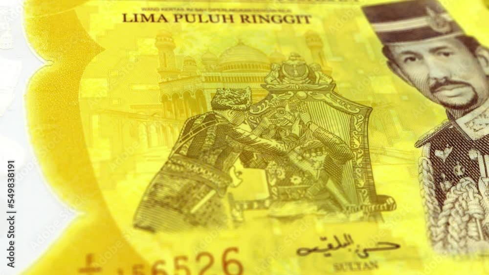 Brunei Brunei Dollar 50 Banknotes, Fifty Brunei Dollar, Close-up and ...