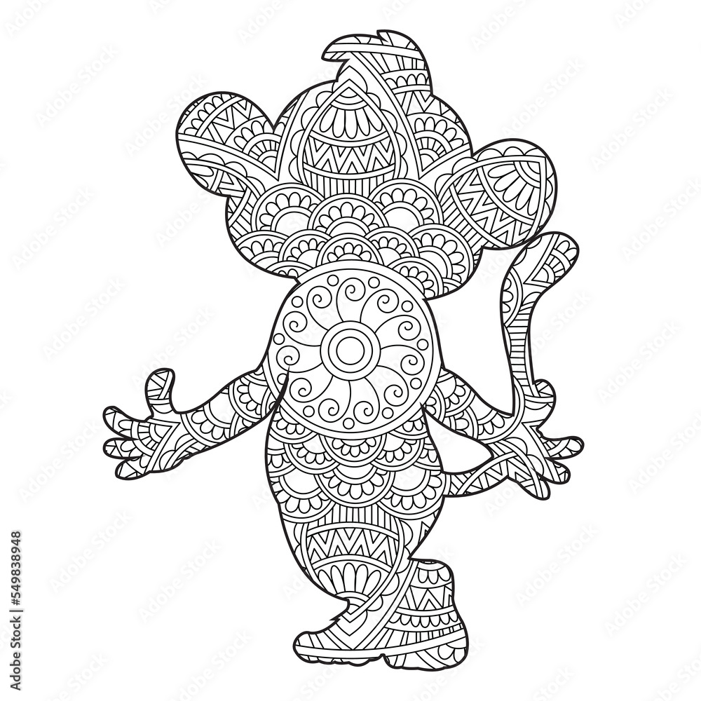 Zentangle monkey mandala coloring page for adults christmas monkey and ...
