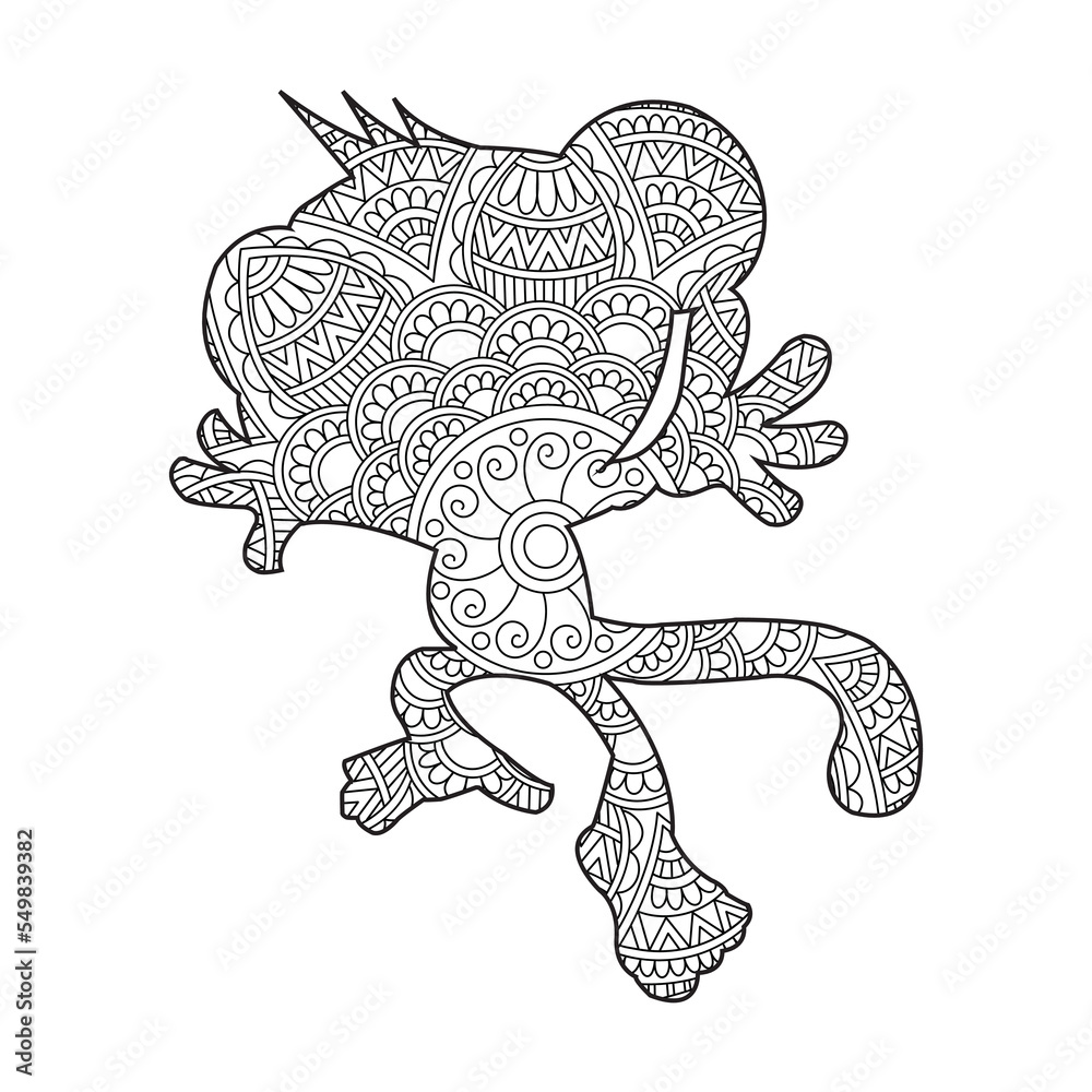 Zentangle monkey mandala coloring page for adults christmas monkey and ...