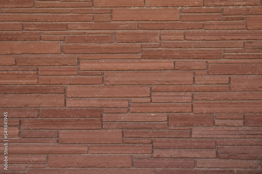 Thin red stone brick background Stock Photo | Adobe Stock