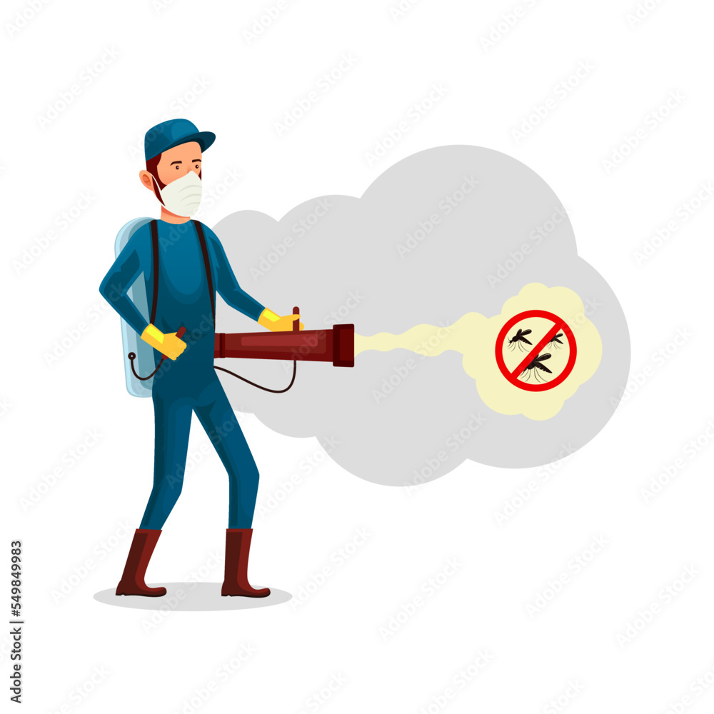 World malaria day, pesticide spraying cartoon character design concept ...