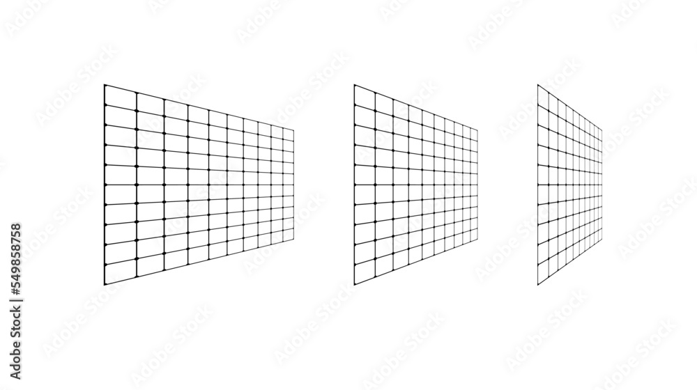 Flat grid surface set. Rectangle vertical plane in different ...