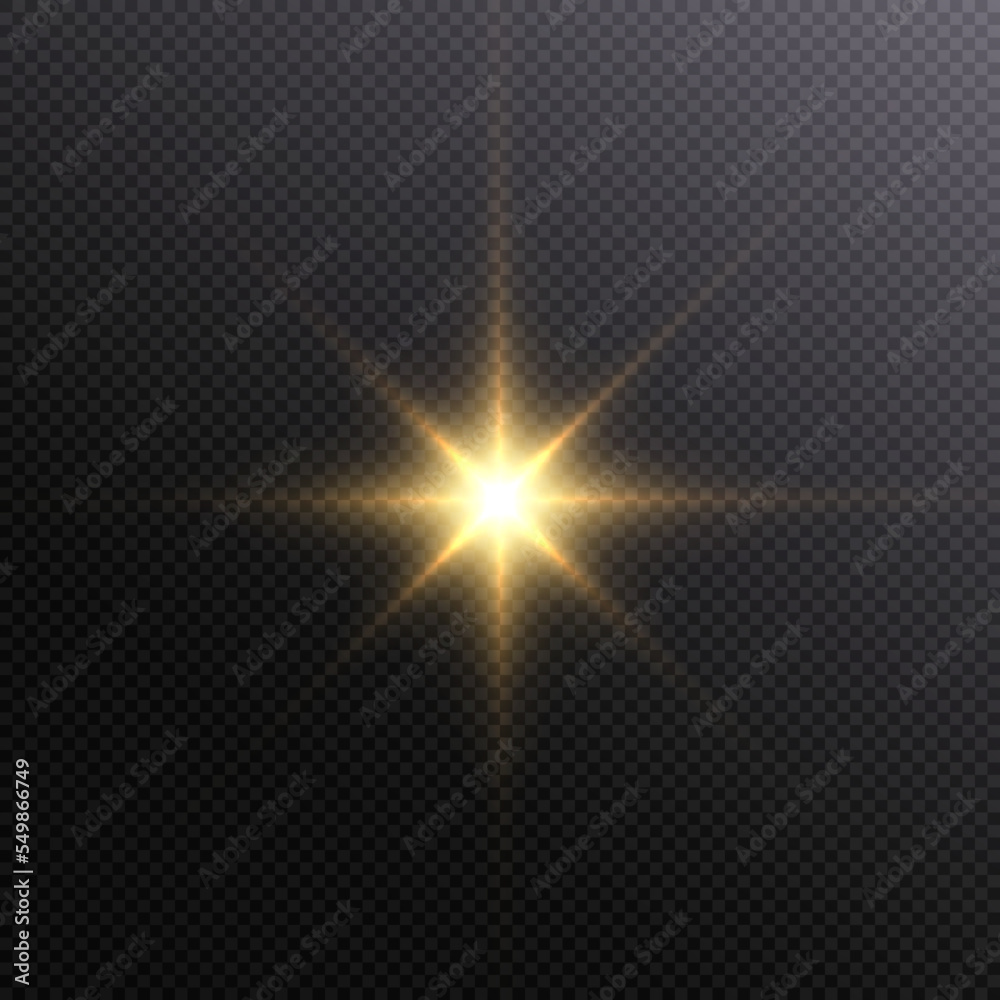 Bright light effect with rays and highlights for vector illustration ...