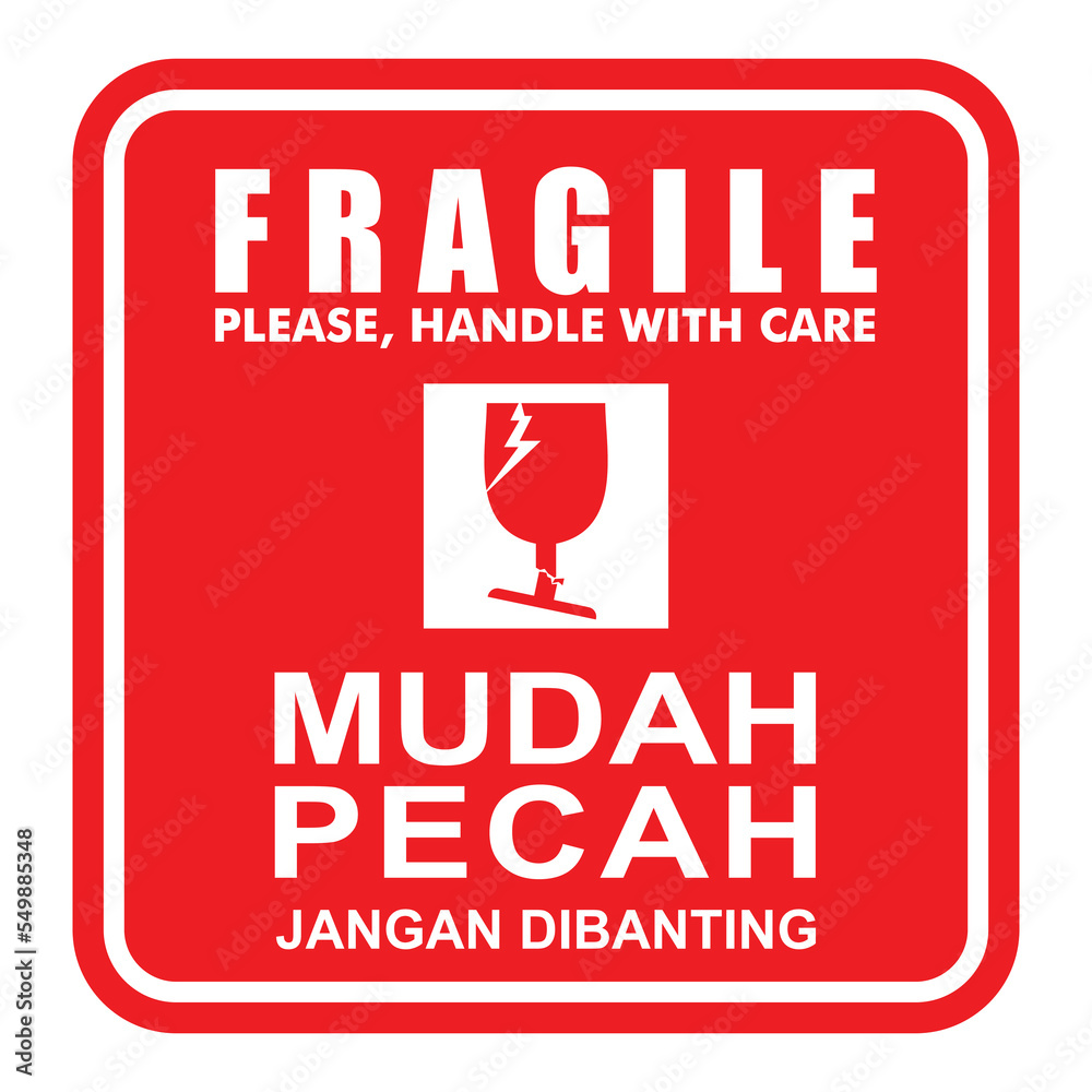 Fragile, Please handle with care, sticker label Stock Vector | Adobe Stock
