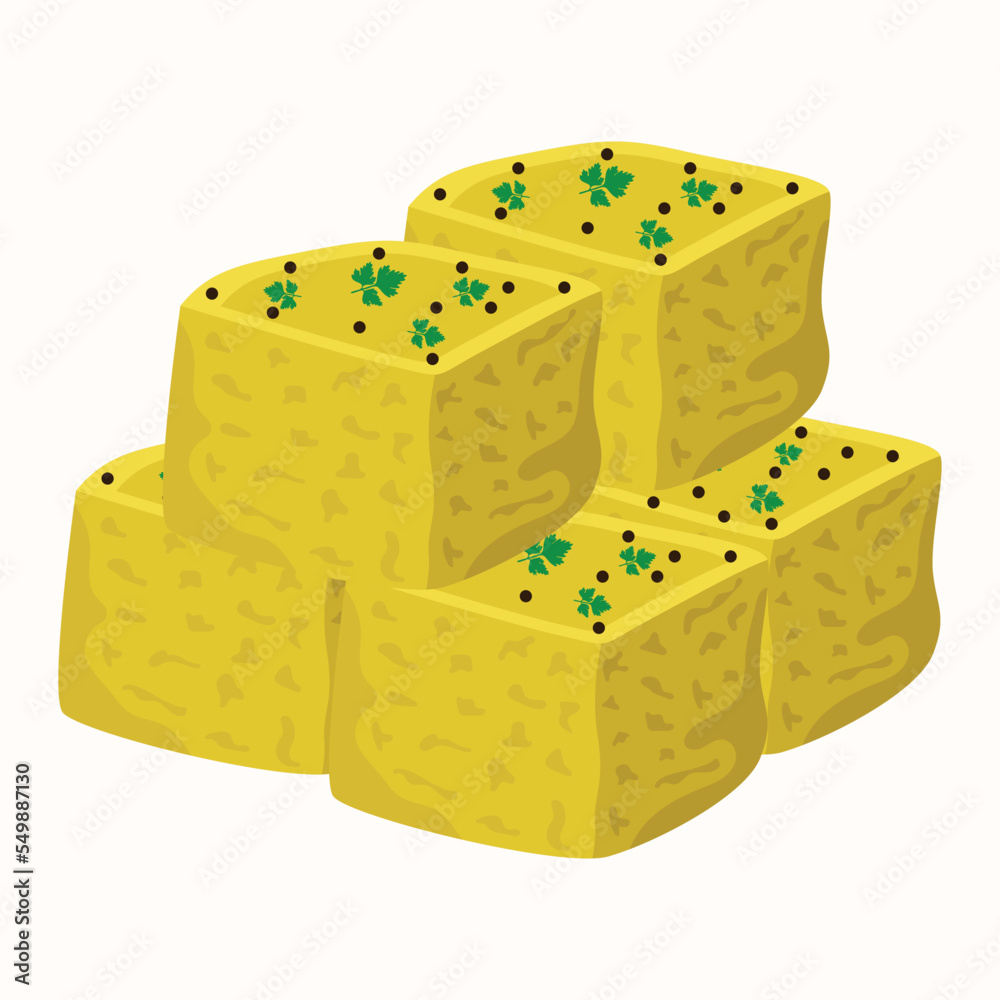 Indian traditional food dhokla vector illustration Stock Vector | Adobe ...