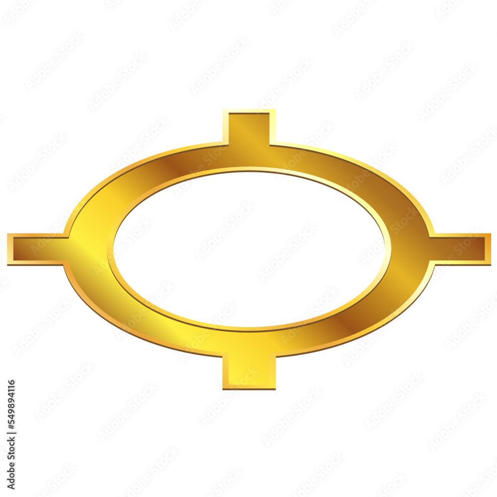 Golden universal currency sign isometric top view isolated on white ...