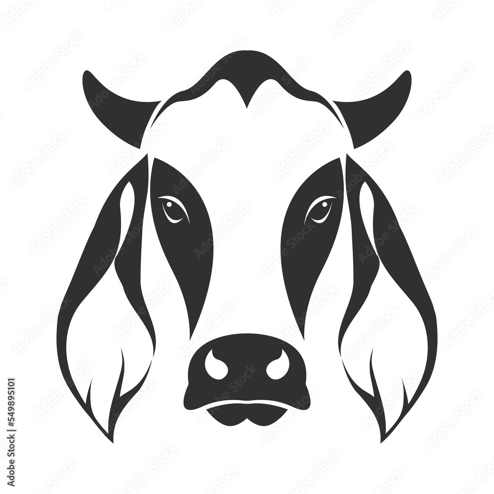 Cow head design isolated on transparent background. Farm Animals. Stock ...