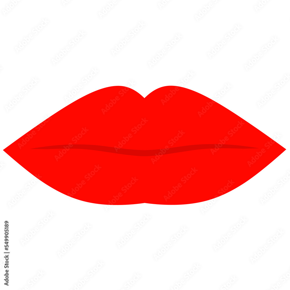Sexy blush red lips vector on white background. Woman lips kiss stamp ...