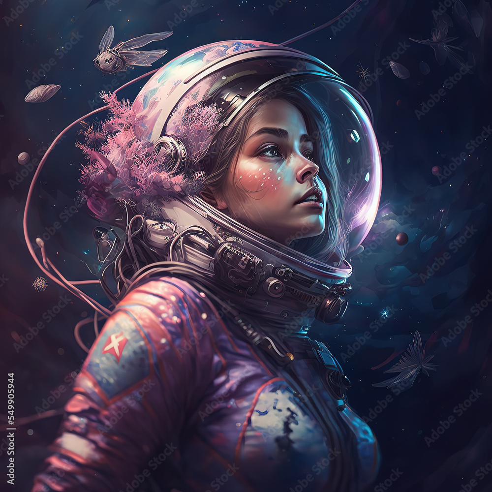 fairy in spacesuit, fairy astronaut in space, fairy in cosmos, original ...