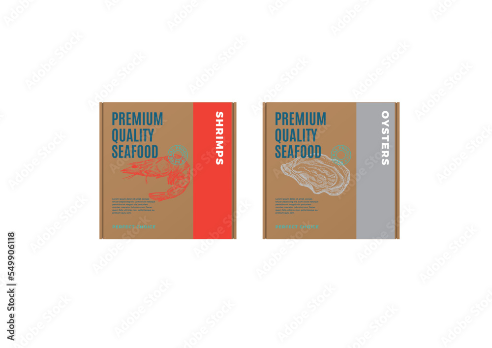 seafood box design for a restaurant. to-go, takeaway box, mock-up ...