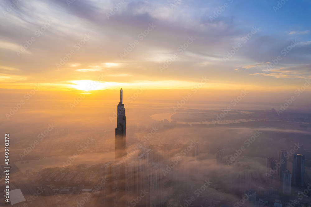 aerial view of Ho Chi Minh City in the morning, Top view aerial photo ...