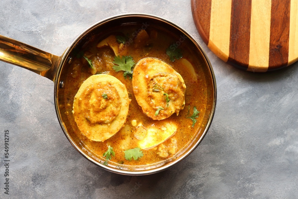 Egg Curry or Anda masala gravy, baida curry. Indian spicy food. Indian ...