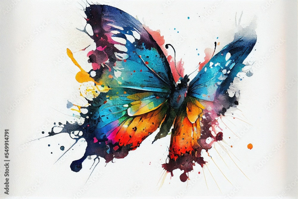 butterfly watercolor splatter abstract Stock Illustration | Adobe Stock