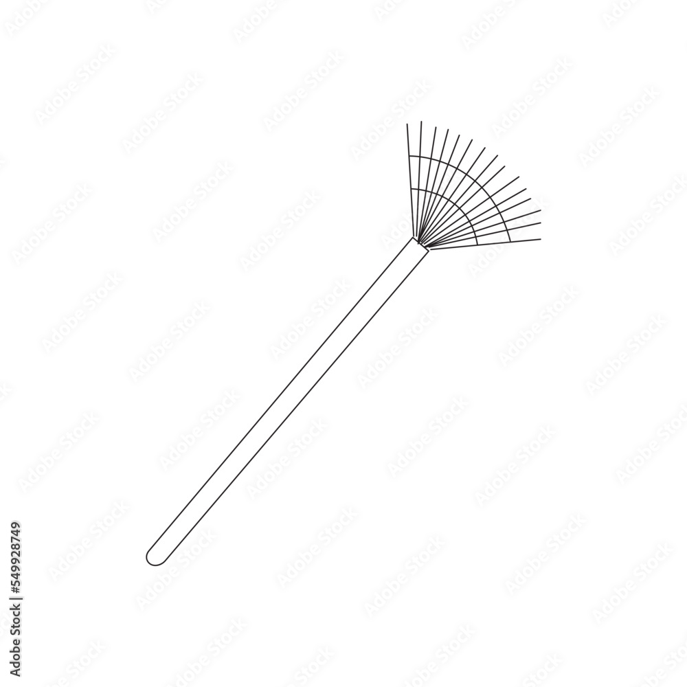 Rake line art vector isolated on white background. rake outline ...