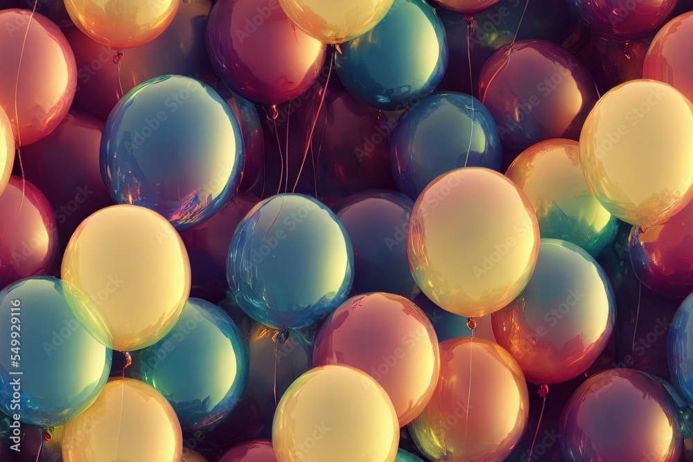 Iridescent Shiny Metallic Colorful Balloons Seamless Texture Pattern ...