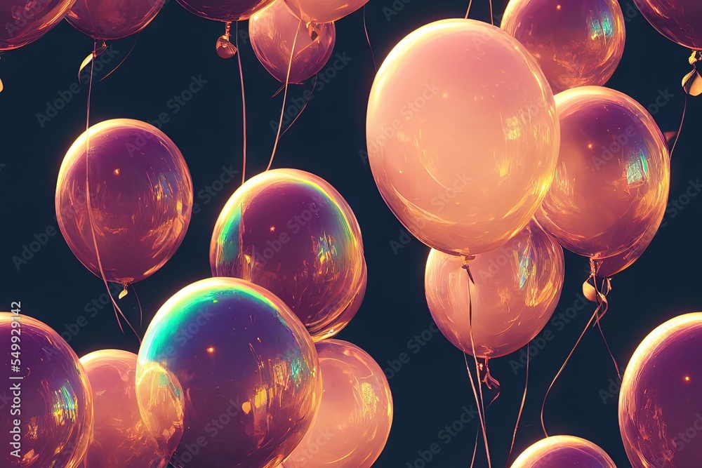 Iridescent Shiny Metallic Colorful Balloons Seamless Texture Pattern ...