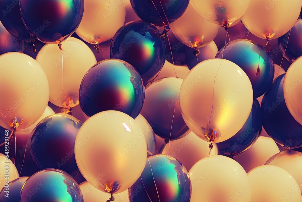 Iridescent Shiny Metallic Colorful Balloons Seamless Texture Pattern ...