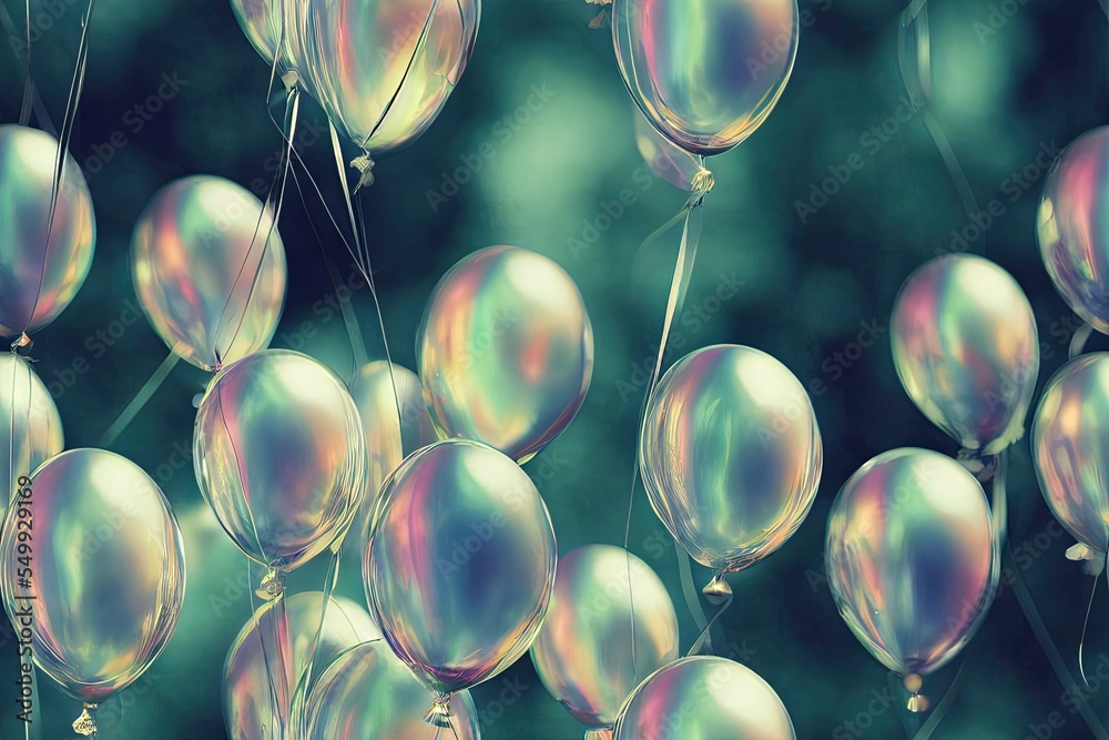 Iridescent Shiny Metallic Colorful Balloons Seamless Texture Pattern ...