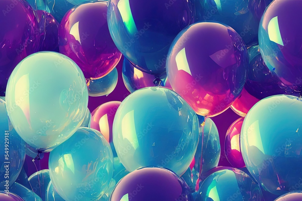 Iridescent Shiny Metallic Colorful Balloons Seamless Texture Pattern ...