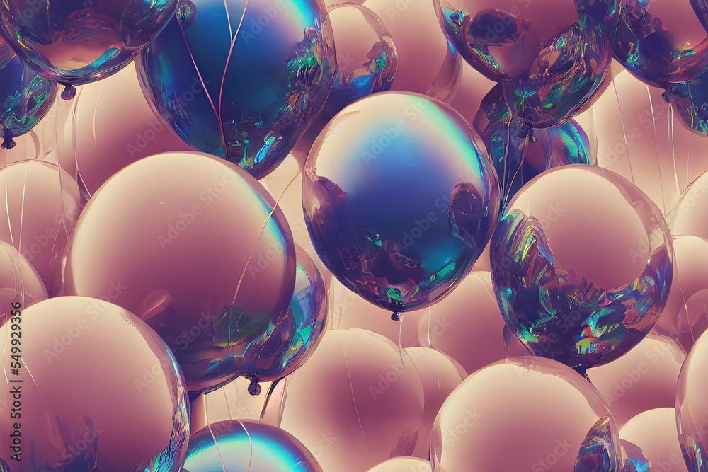 Iridescent Shiny Metallic Colorful Balloons Seamless Texture Pattern ...