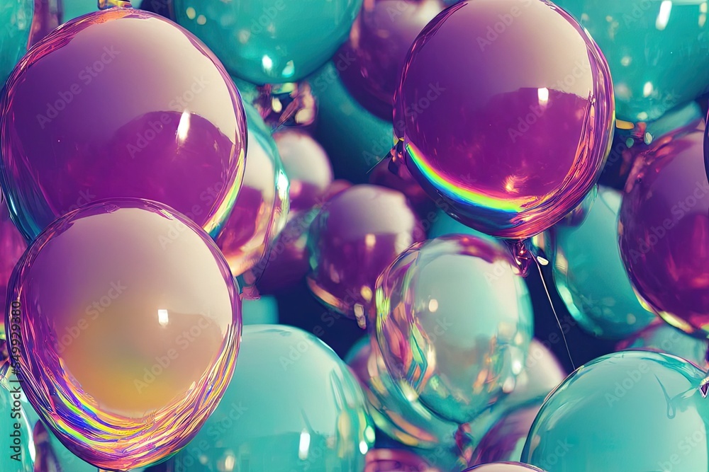 Iridescent Shiny Metallic Colorful Balloons Seamless Texture Pattern ...