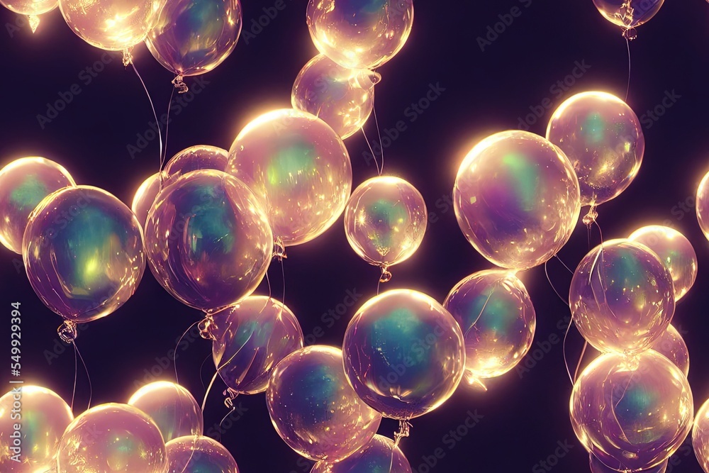 Iridescent Shiny Metallic Colorful Balloons Seamless Texture Pattern ...