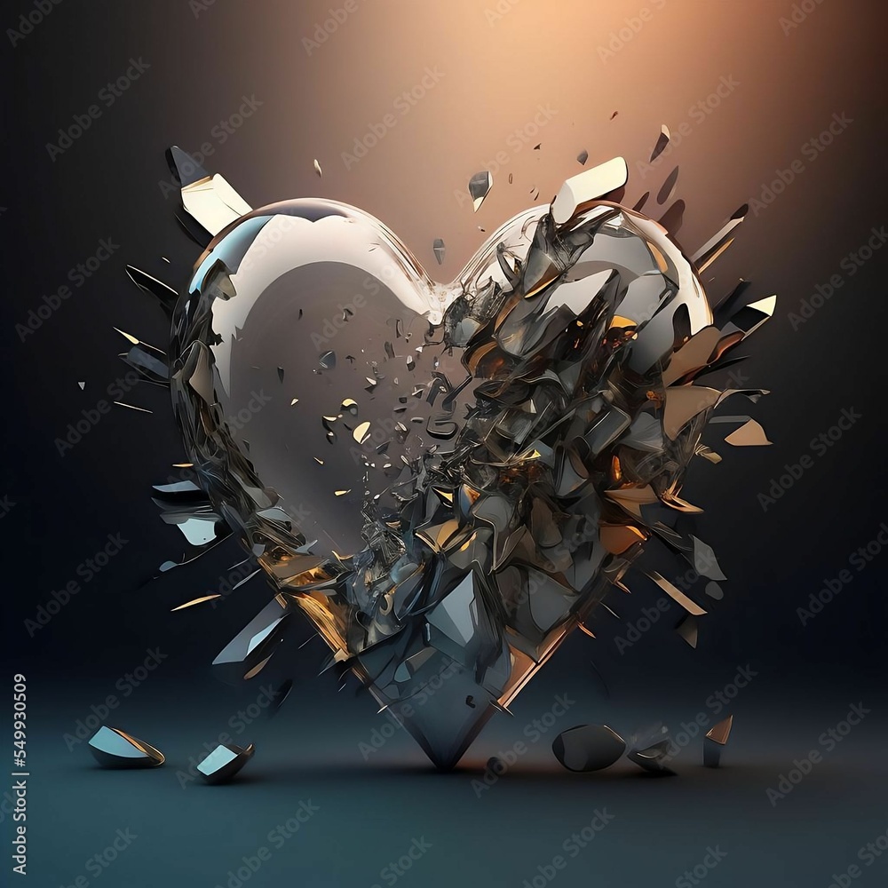 Reflective Heart-Shape Mirror Exploding | Heartbreak Relationship Love ...