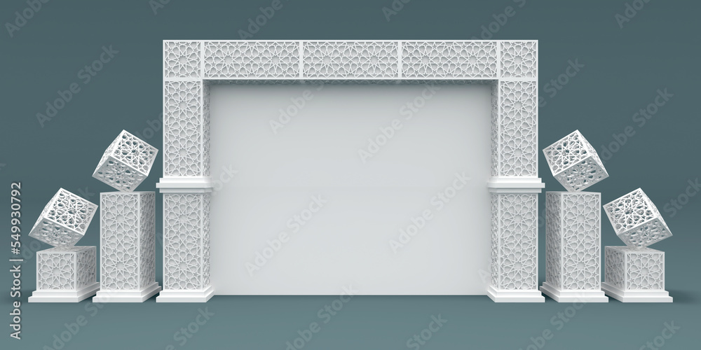 3d illustration backdrop photo wall of fame blank screen content logo ...