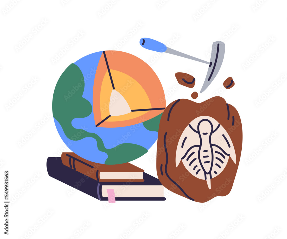 Geology science education concept. Earth planet section with core ...