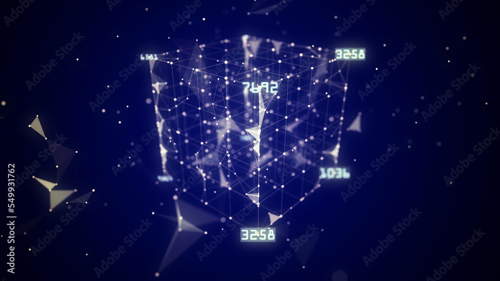 Technology blockchain concept. Visualization of the dynamic flow of the cryptocurrency industry ...