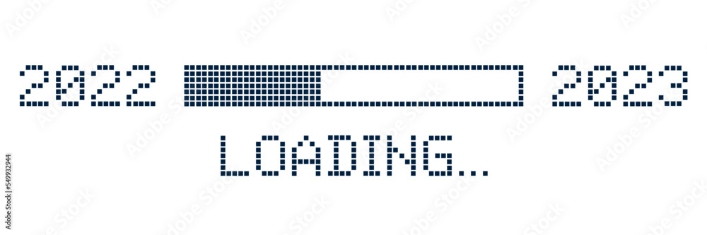 Pixel Loading Progress from 2022 to 2023 Year. Pixelated Progress Bar ... Pixel Loading Progress from 2022 to 2023 Year. Pixelated Progress Bar ...
