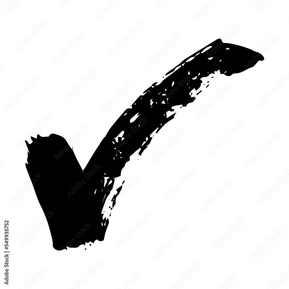 Hand drawn check mark illustration. Marker right sign clipart. Ink ...