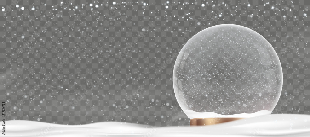 Poster Winter background with Snow Globe Crystal with Snowy isolated on ...
