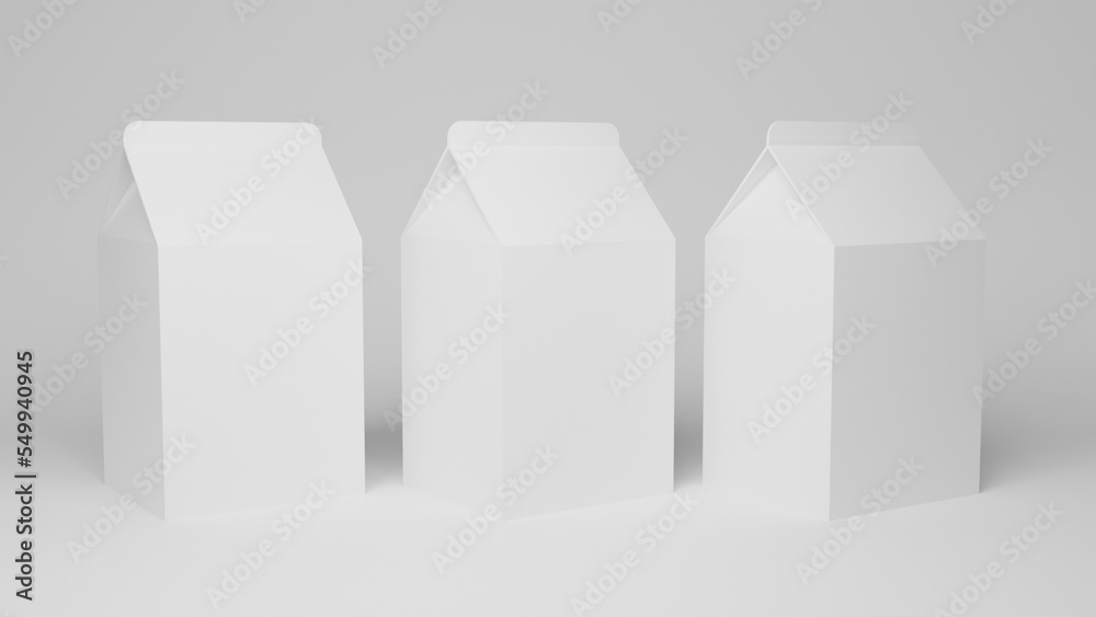 Group of white blank milk box or juice box. White blank Milk box or ...