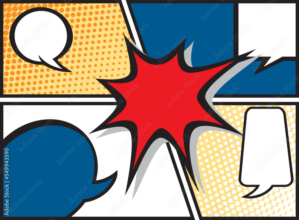 Comic speech bubbles and comic strip . Vector Retro Comic Book Speech ...