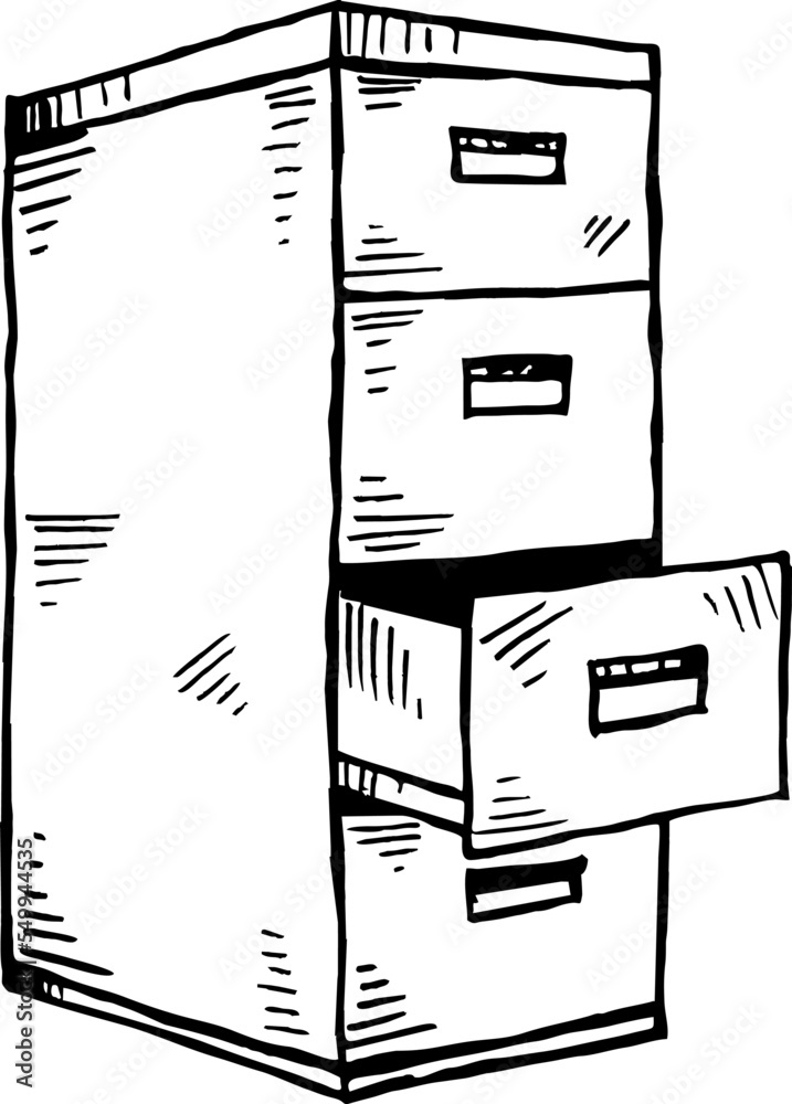 Hand drawn of classic file cabinet Stock Vector | Adobe Stock