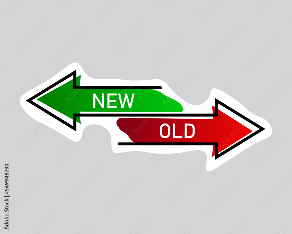 Doodle style illustration of two road signs representing the new way ...