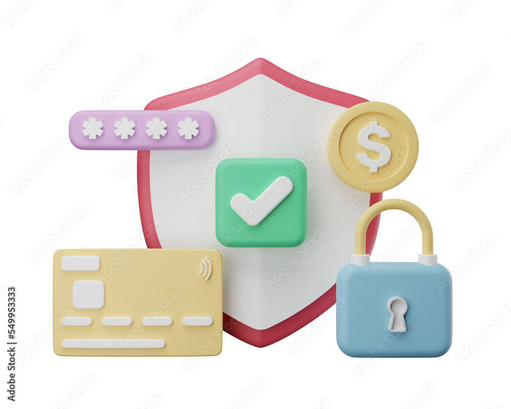 3D rendering illustration Cartoon minimal User Account protection ...