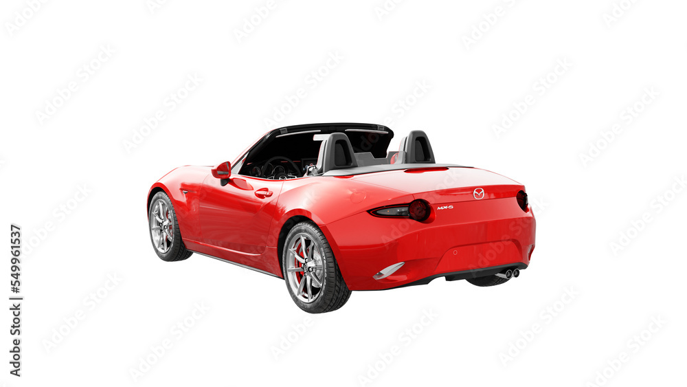 back view of RED car isolated on white, MAZDA MX5 png transparent ...