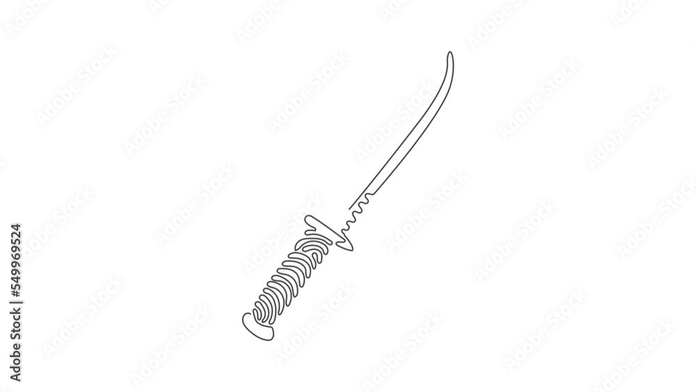 Self drawing animation of single one line draw marine combat knives ...