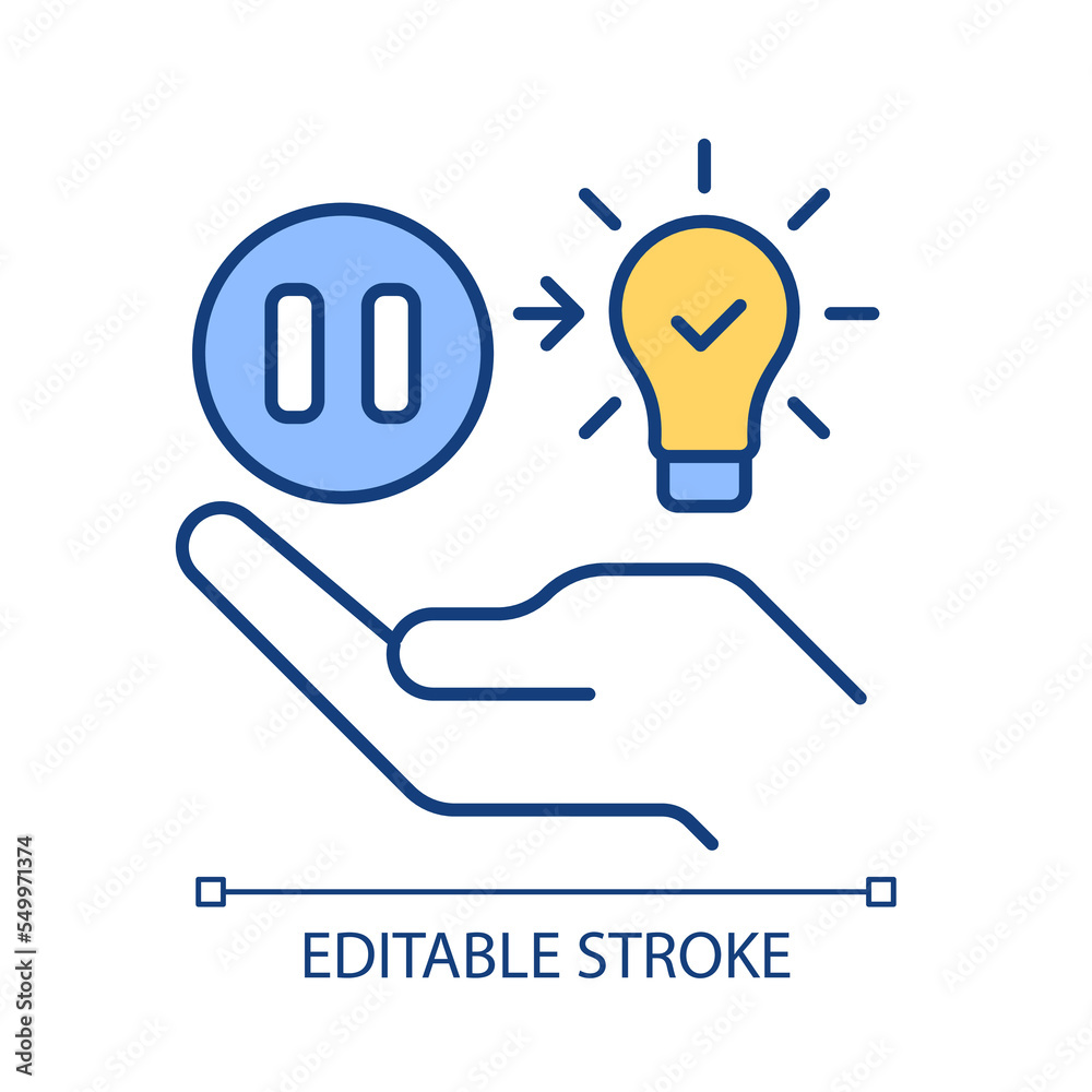 Pauses in brainstorming process RGB color icon. Overcome creative block ... Pauses in brainstorming process RGB color icon. Overcome creative block ...