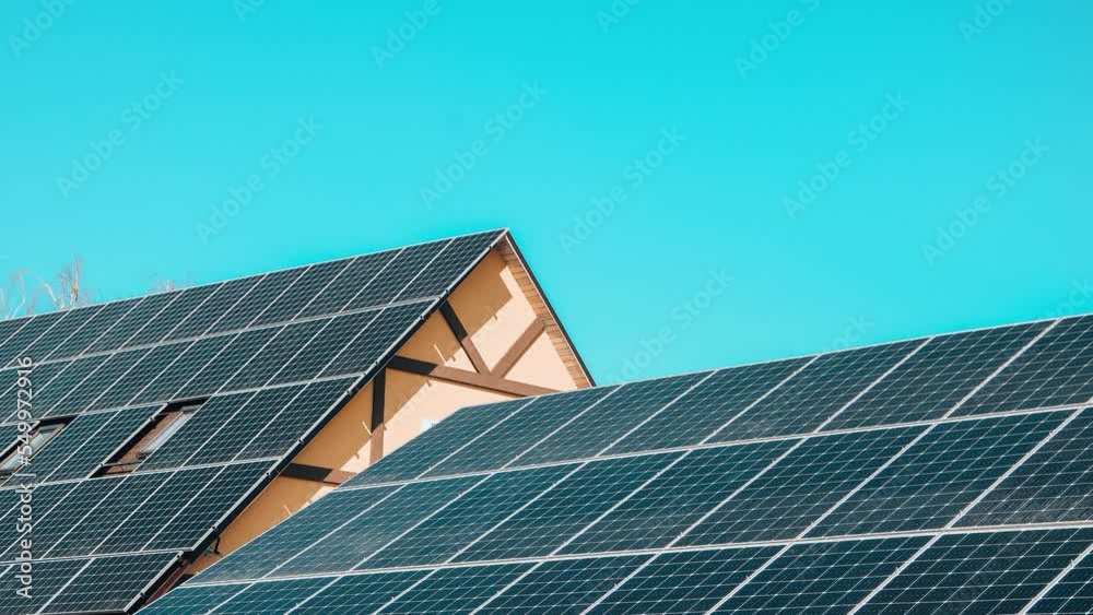 4k zoom in out New ecologic house with solar panels Alternative to ...