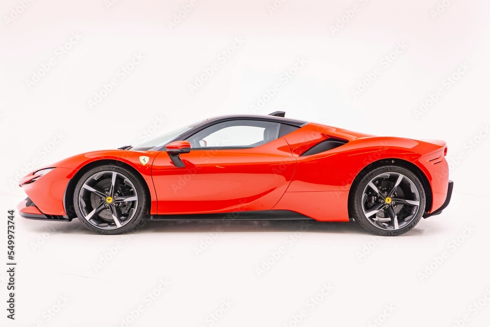 Red Ferrari SF90 Stradale isolated on white background Stock Photo ...